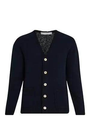 Bergdorf Goodman Cashmere And Wool Bouclé Cardigan - Navy