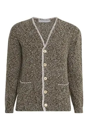 Bergdorf Goodman Cashmere And Wool Bouclé Cardigan - Olive