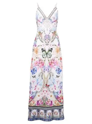 Camilla Crystal-embellished Linen Slip Maxi Dress - Multicoloured