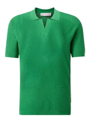 Orlebar Brown Roddy Waffle-knit Mesh Polo Shirt - Green