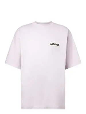 Balenciaga Logo Cotton Jersey T-shirt - Grey