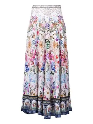 Camilla Crystal-embellished Linen Maxi Skirt - Multicoloured
