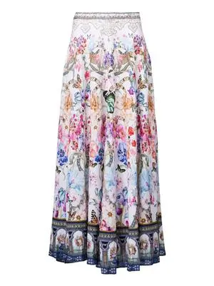 Camilla Crystal-embellished Linen Maxi Skirt - Multicoloured