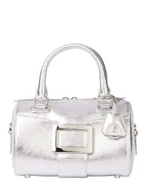 ROGER VIVIER Belle Vivier Mini Metallic Leather Tote Bag - Silver