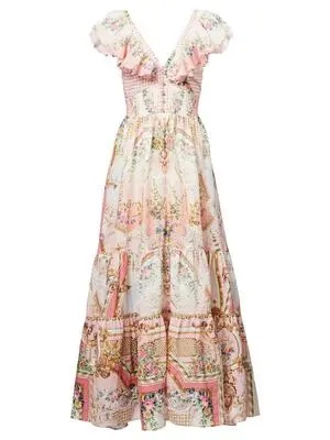 Camilla Tiered Linen Maxi Dress - Multicoloured