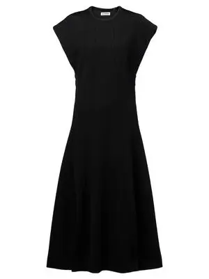JIL SANDER Ribbed-knit Midi Dress - Black