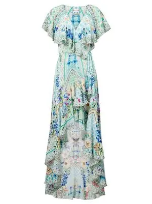 Camilla Crystal-embellished Silk Wrap Dress - Multicoloured