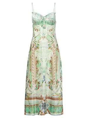 Camilla Gathered Silk Midi Dress - Multicoloured