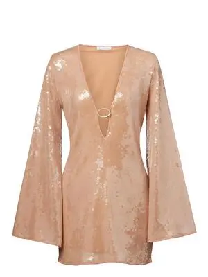 Oseree Sequined Tunic - Beige
