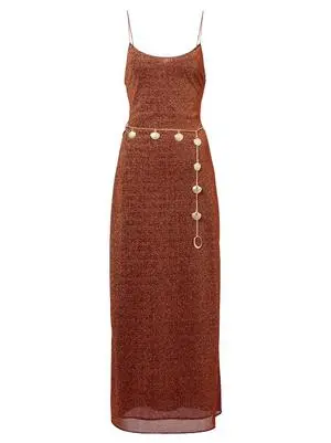 Oseree Lumière Belted Maxi Dress - Brown