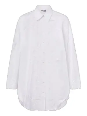 JULIET DUNN Broderie Anglaise Cotton Poplin Shirt - Red
