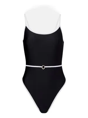 Oseree Belted One-piece Swimsuit - Black