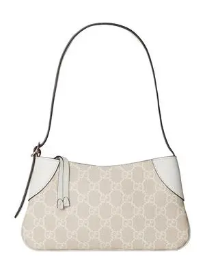 Gucci Gg Emblem Small Shoulder Bag, Gg Canvas - White