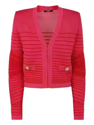 Balmain Ribbed Cardigan - Pink