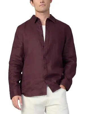 Joe's Jeans Jakob Relaxed Fit Linen Shirt Marron