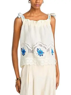 Farm Rio Embroidered Blouse - White