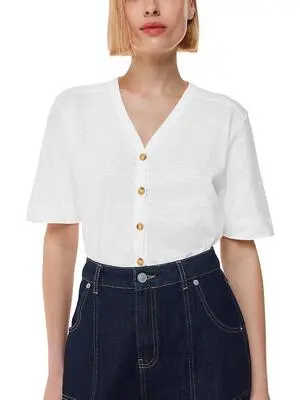 Whistles Ella V-neck Button-down Shirt - White
