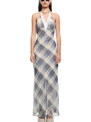 Lioness Shoreline Maxi Dress - Blue Check