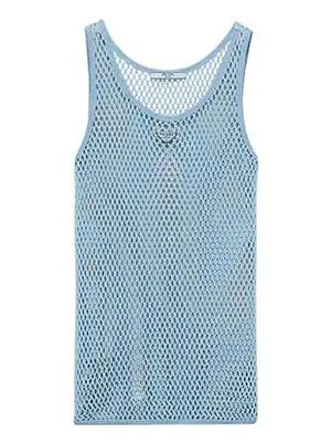 Prada Sleeveless Cotton Mesh Top - Light Blue