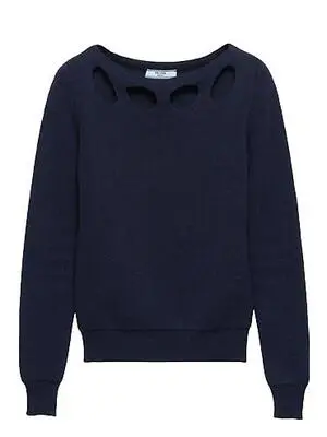 Prada Boat-neck Cut-out Cotton Jumper - Blue