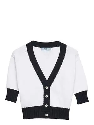 Prada V-neck Cropped Cotton-knit Cardigan - White