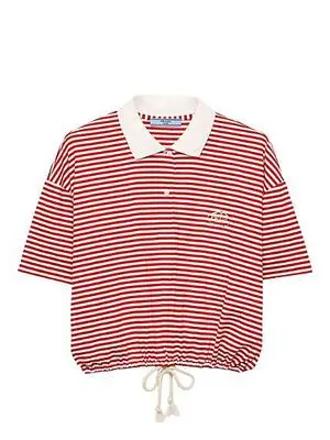 Prada Striped Cotton-jersey Polo Shirt - Red