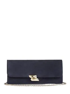 LK BENNETT Daisy Suede Clutch - Blu-navy