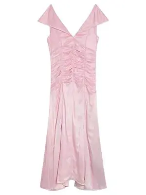 JIL SANDER Pleat-detail Midi Dress - Pink
