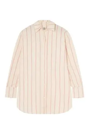 TOTEME TOTEME Striped Cotton And Silk-Blend Shirt Ecru