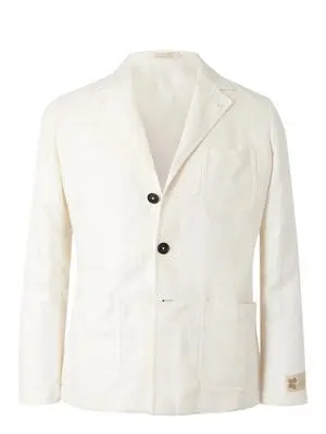 Massimo Alba Baglietto Unstructured Herringbone Linen Blazer - Neutrals
