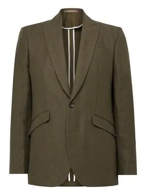 FAVOURBROOK Slim-fit Linen Suit Jacket - Green