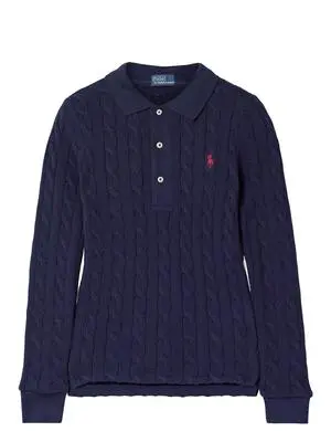 Polo Ralph Lauren Cable-knit Cotton Polo Sweater - Blue