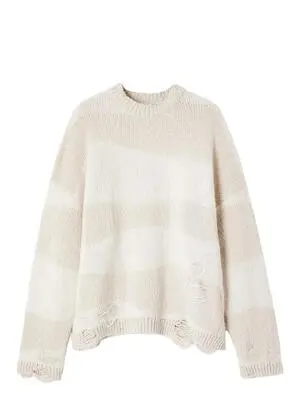 Our Legacy Popover Distressed Striped Sweater - White