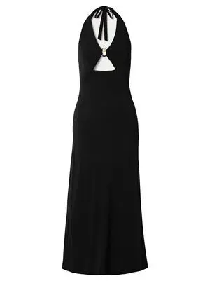 Max Mara Ghiotto Embellished Cutout Stretch-jersey Halterneck Maxi Dress - Black