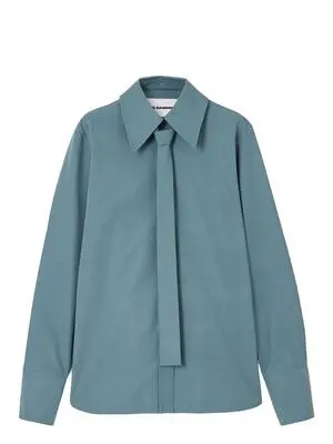 JIL SANDER Cotton-poplin Tie Shirt - Green