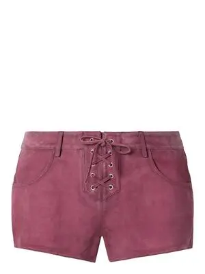 Isabel Marant Vanel Lace-up Suede Shorts - Purple