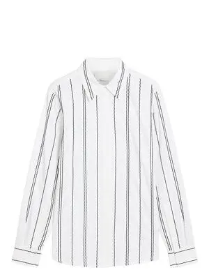 3.1 Phillip Lim Embroidered Striped Cotton-blend Poplin Shirt - White