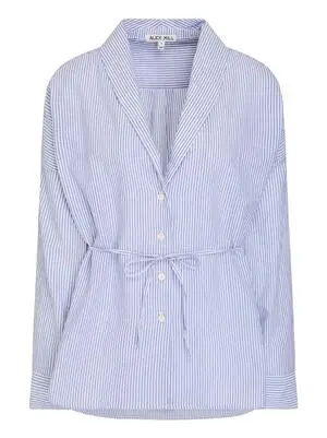 ALEX MILL Karlie Tie-detailed Striped Shirt - Light Blue