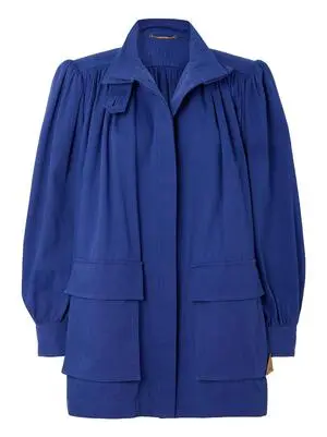 Chloé Gathered Cotton-canvas Jacket - Blue