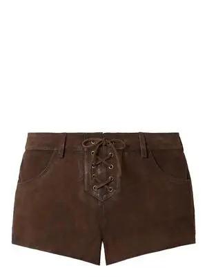 Isabel Marant Vanel Lace-up Suede Shorts - Brown
