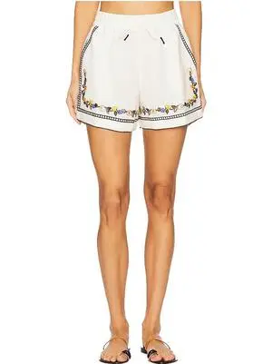 SCARLETT POPPIES Friend Embroidered Shorts - Vanilla