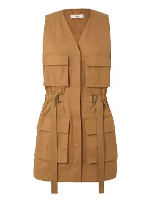 Chloé Buckled Cotton-twill Vest - Neutrals