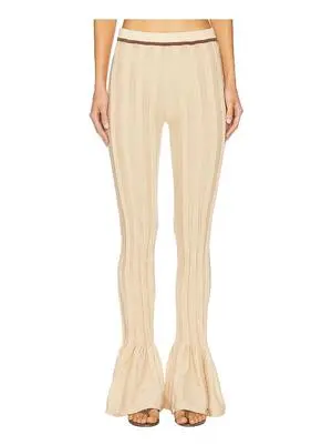 ISA BOULDER Pleated Flare Pants - Beige