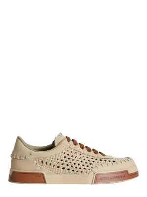 Dolce & Gabbana Mesh-paneling Leather Sneakers - Neutrals