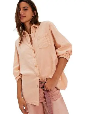 Free People Everyday Linen Shirt Almost Apricot