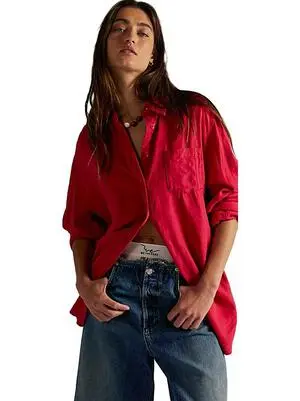 Free People Everyday Linen Shirt Ski Patrol