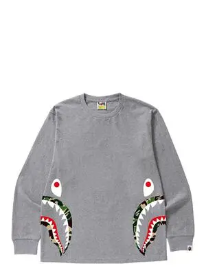 A BATHING APE Abc Side Shark Long Sleeve Tee Shirt - Grey/green