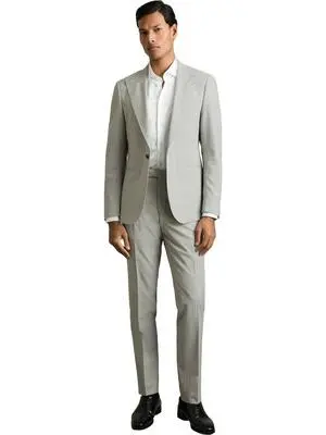 REISS Puppytooth Check Slim-fit Suit Trousers - Grey