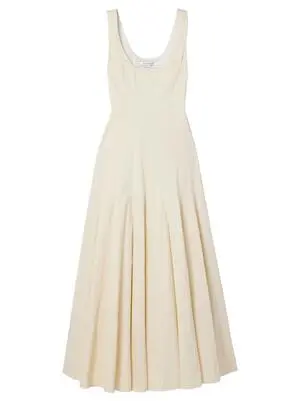 Another Tomorrow Pleated Organic Cotton-blend Gabardine Maxi Dress - Cream