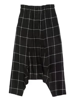 Yohji Yamamoto Check-pattern Trousers - Black